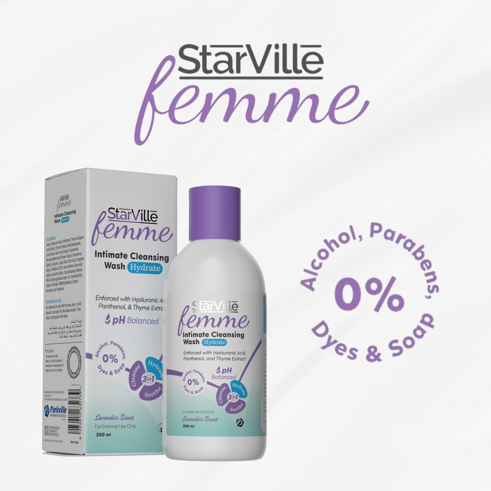 StarVille Femme Intimate Cleansing Wash Hydrate 200 ml - E Parkville