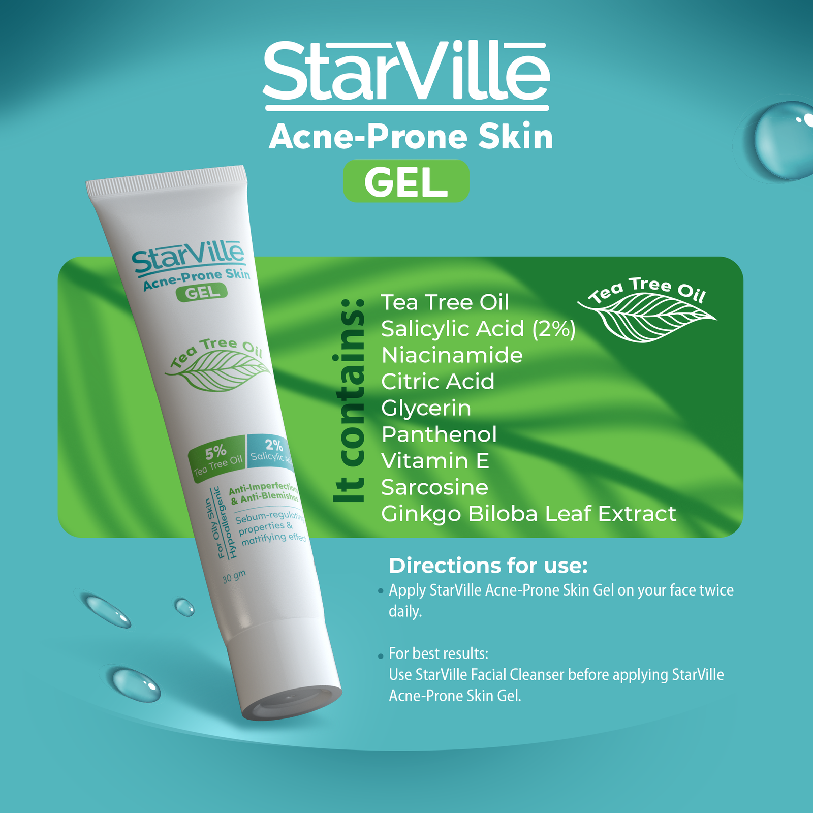 StarVille AcneProne Skin Gel 30gm - E Parkville
