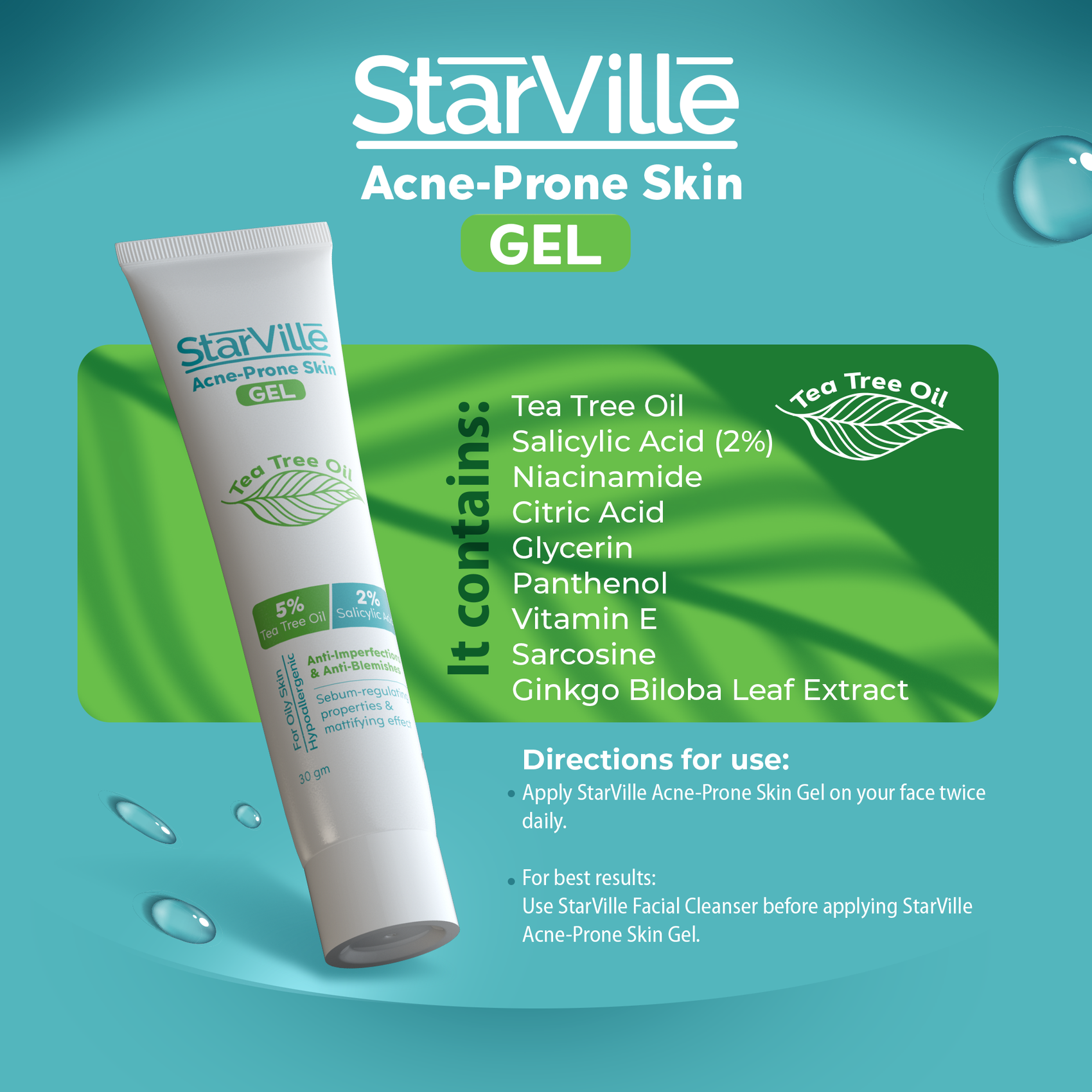 StarVille AcneProne Skin Gel 30gm - E Parkville