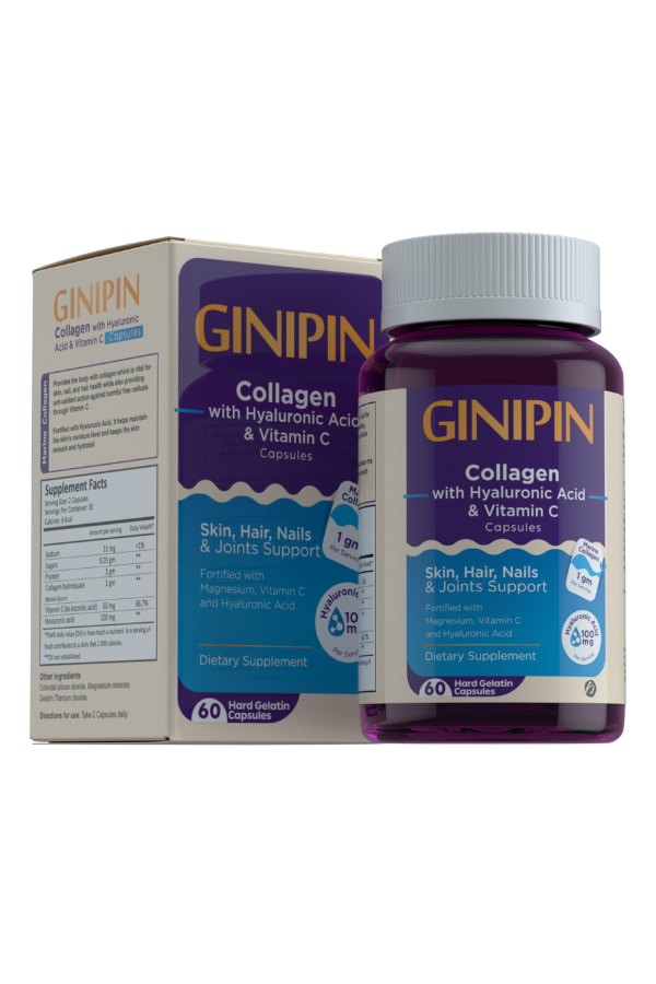 GINIPIN Collagen With Hyaluronic Acid & Vitamin C Capsules